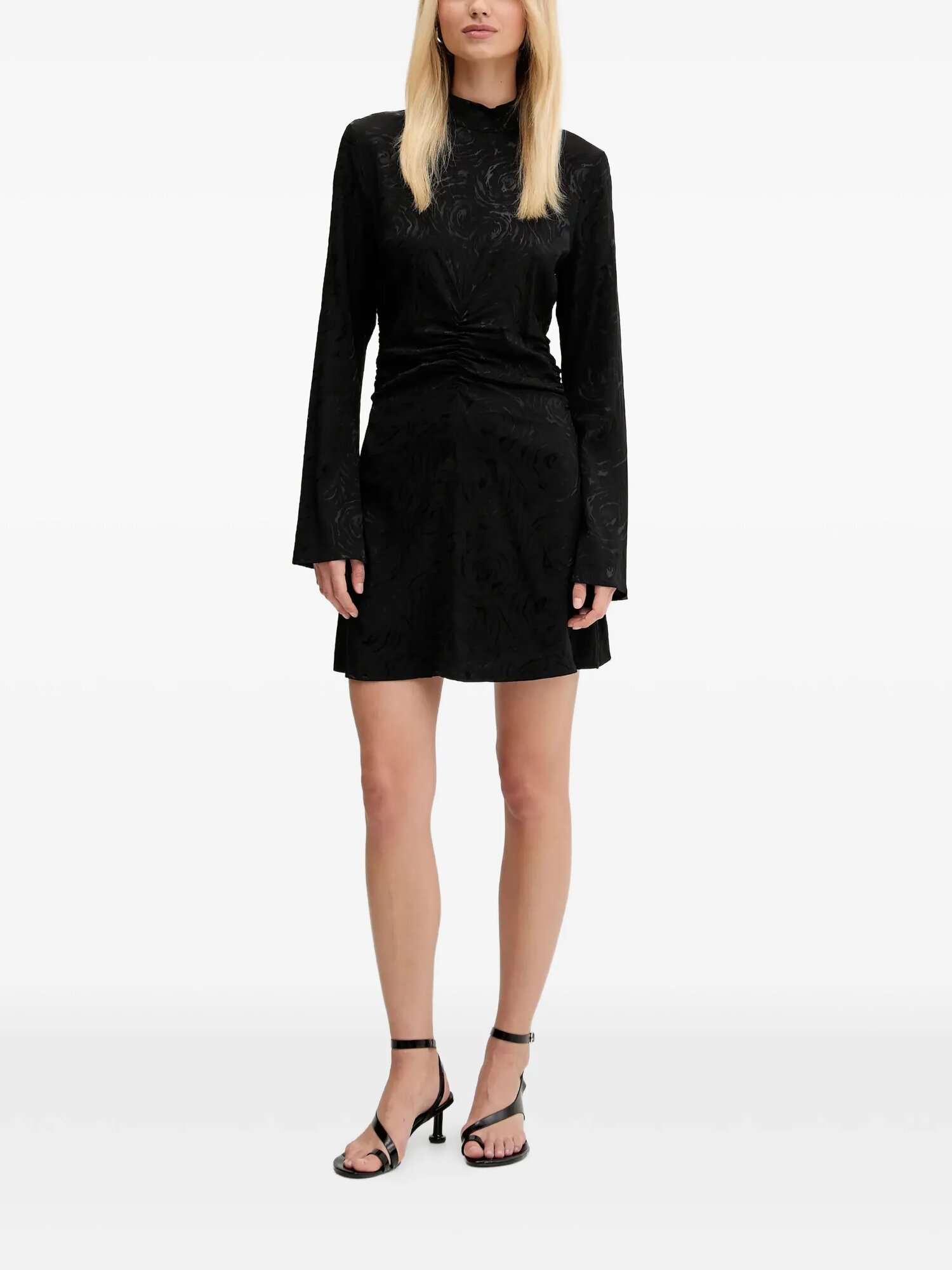 Платье GESTUZ Shirred-effect mini dress, размер 38, black/black — фото 1