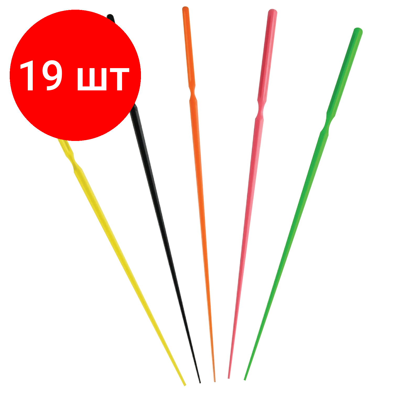 Комплект 19 шт, Указка СТАММ, 40 см, пластиковая, ассорти, СП11