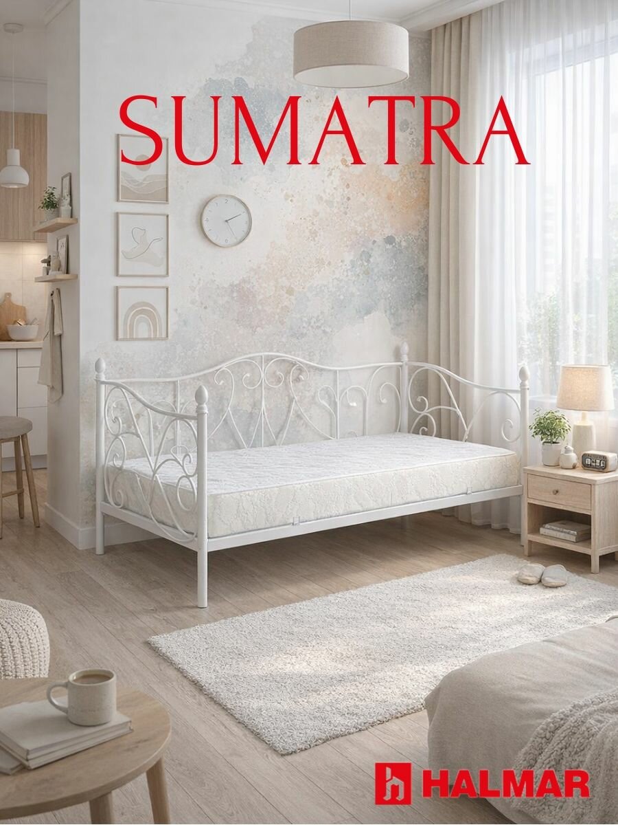 Кровать металлическая HALMAR SUMATRA 90/200 белая односпальная