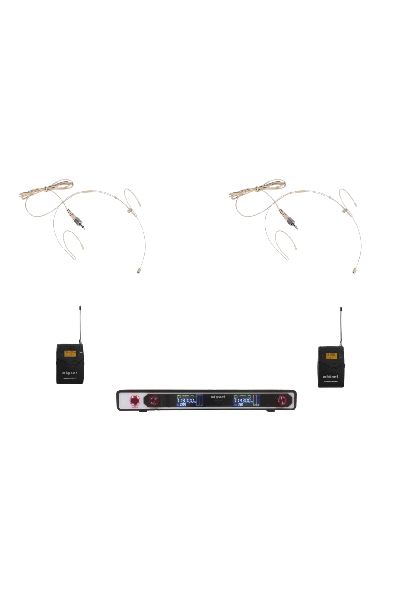 Micnet Dual head set PRO Радиосистема с 2-мя головными микрофонами (кардиоида), телесные, до 160м