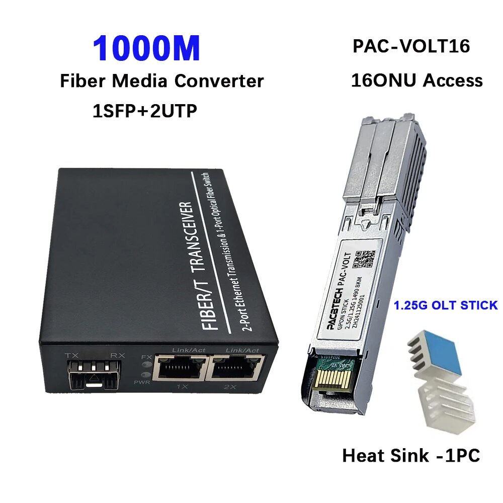 PACBTECH PAC-VOLT16 1Портовый GPON ONU 1.25G 2Port OLT-16