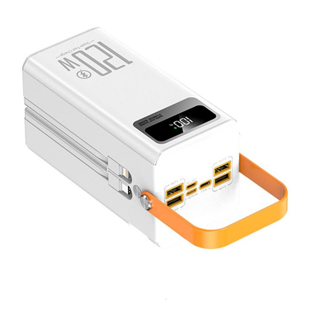 Быстрое зарядное устройство 120 Вт, 3000/6000 мА·ч с кабелем, Белый - 60000 mA