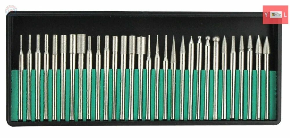 Алмазные шарошки для гравера 3 мм, набор 30 шт, точная шлифовка металла, стекла, керамики, универсальные насадки Dremel, Instabur Tools