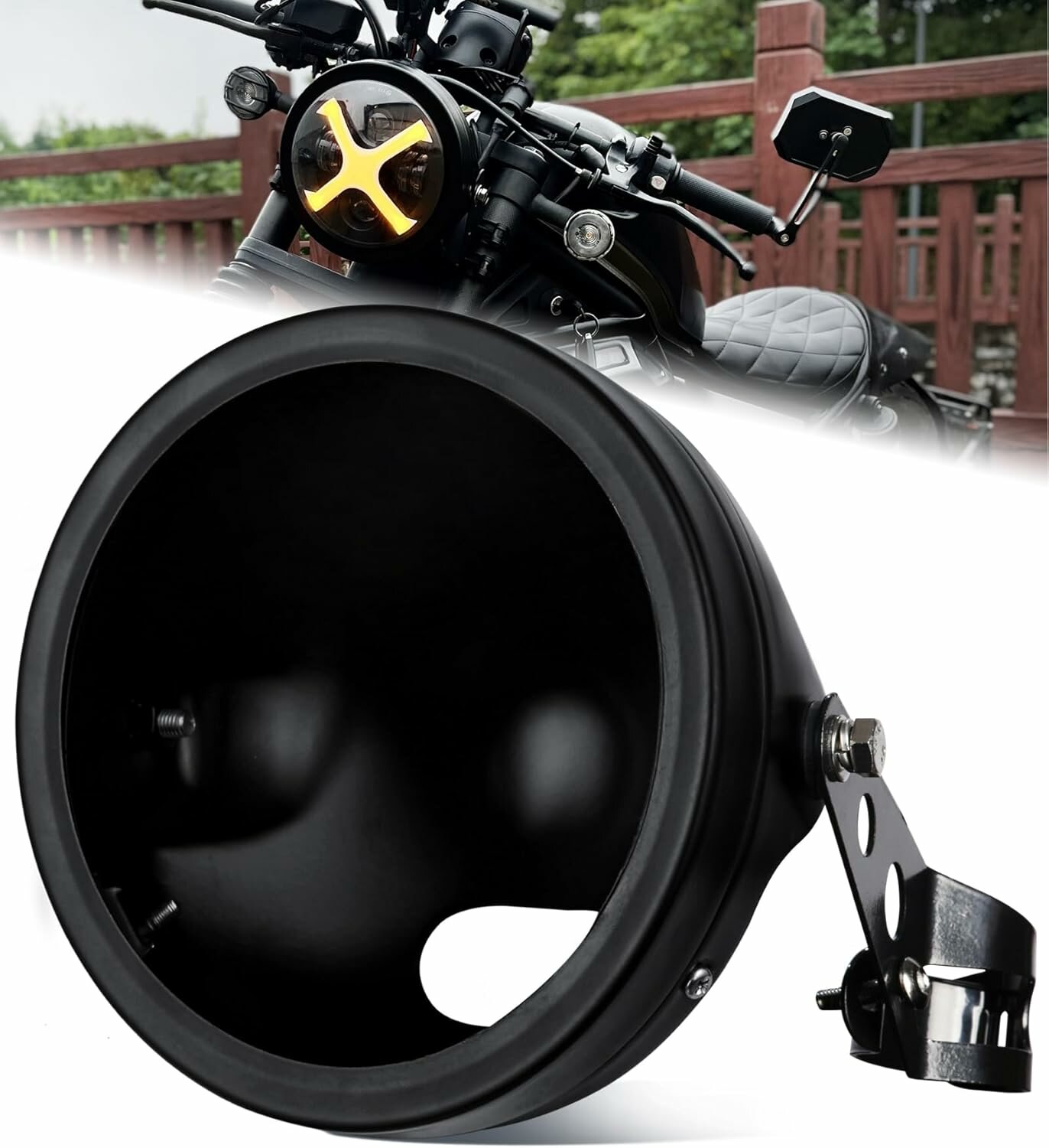 Корпус для фар мотоцикла 7 дюймов с кронштейном из нержавеющей стали KAWASAKI, Honda CB400, Yamaha, Suzuki