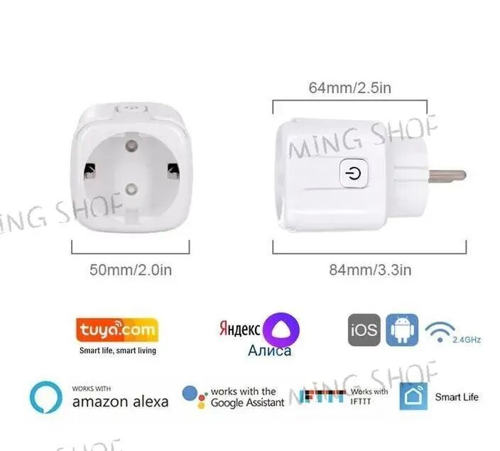 Умная розетка Tuya Zigbee Smart Life 16A с управлением от Amazon Alexa Google Assistant — фото 1