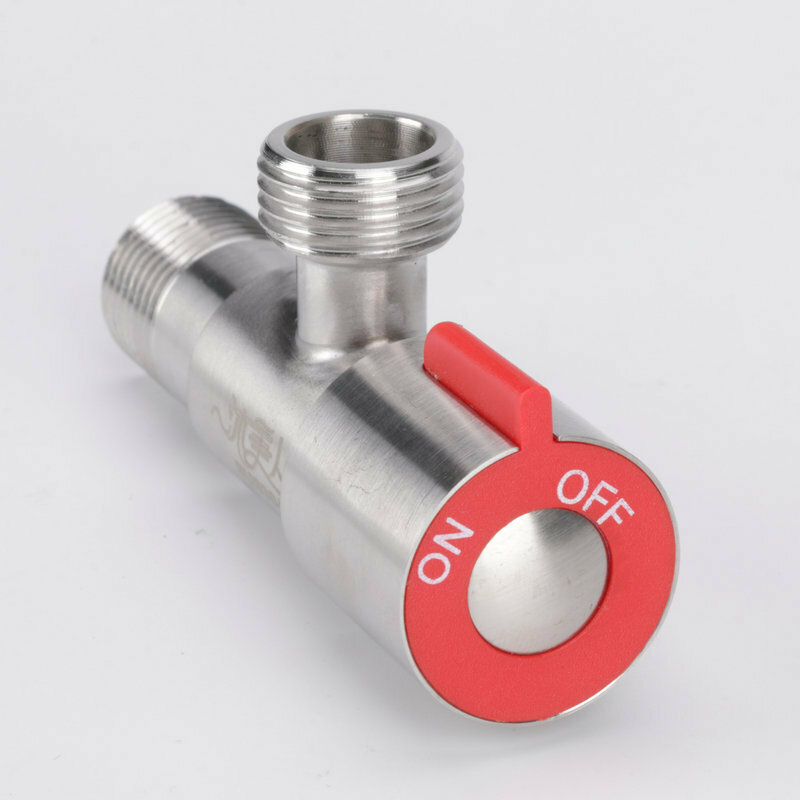 Оптовая продажа углового клапана из нержавеющей стали 304, взрывозащищенный, для ванной, красный и синий колесный треугольный клапан, горячий и холодный, большой поток, запорный клапан