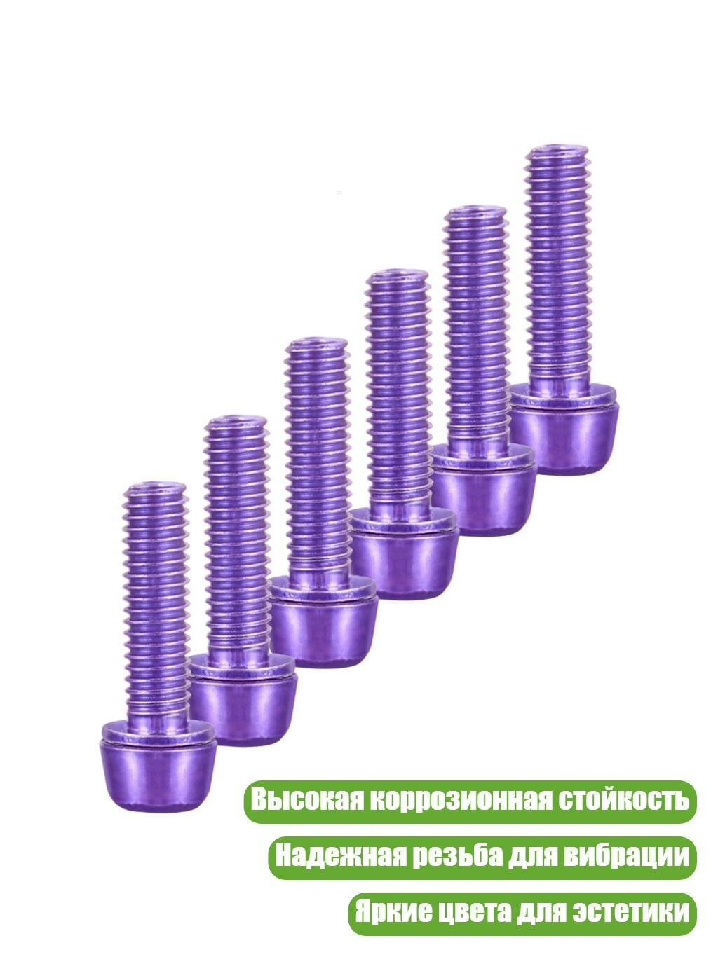 Комплект винтов для крепления дисковых тормозов велосипеда, Фиолетовый
