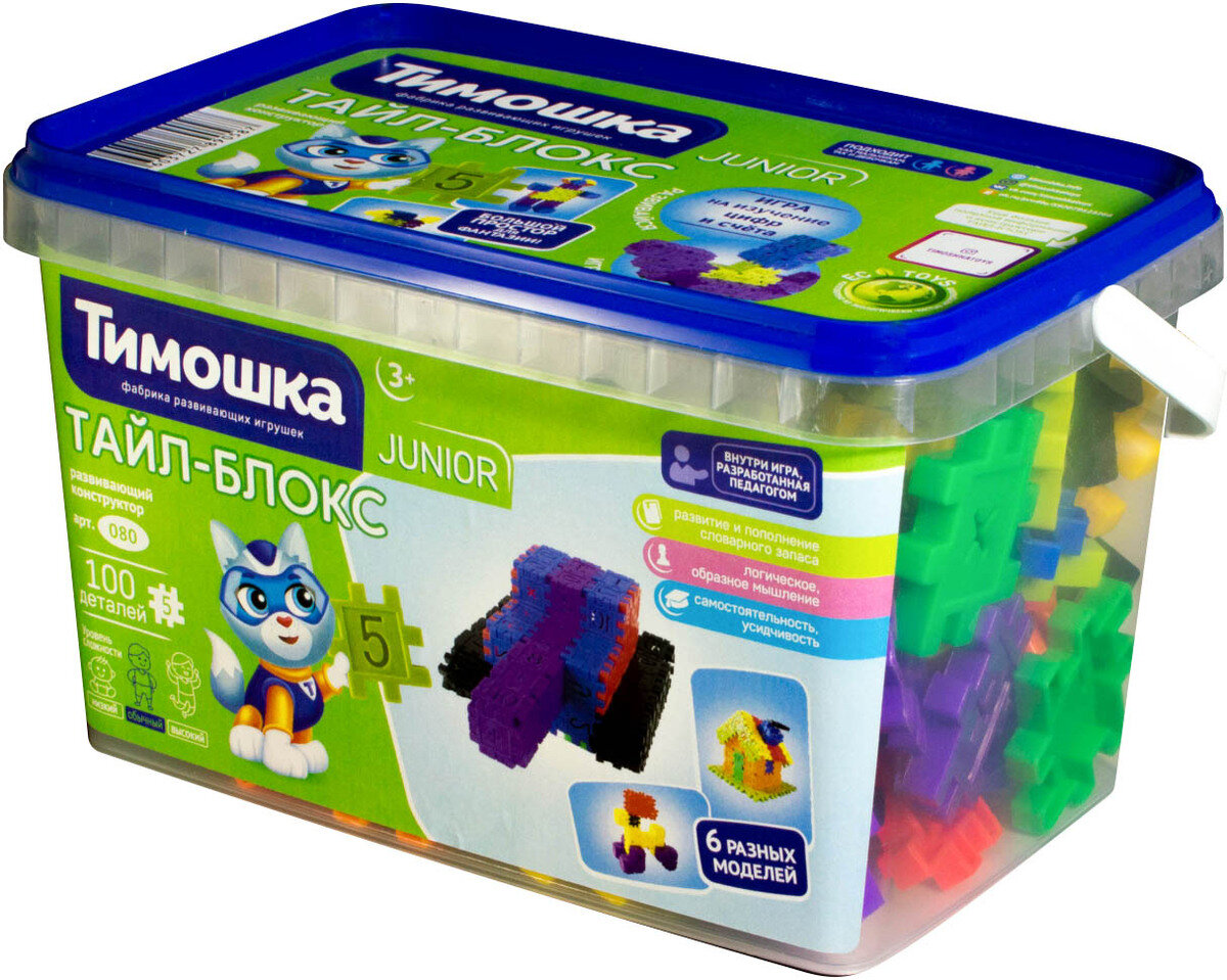 Конструктор Тимошка 080 Тайл-блокс 100 деталей для мальчиков и девочек
