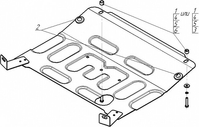 Защита картера Двигателя, КПП. 2 мм, Сталь. для Lada Granta, Kalina MOTODOR.72114