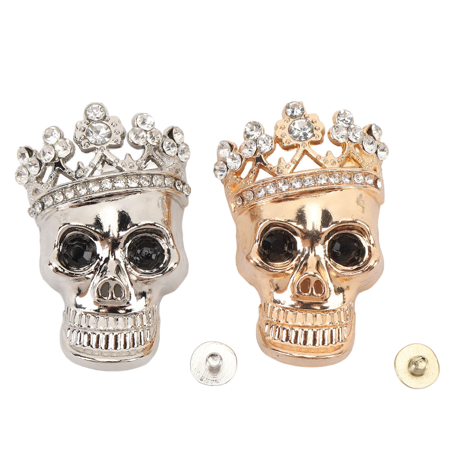 2 шт. Декоративные заклепки в виде черепа из цинкового сплава в стиле панк со стразами, в виде головы привидения, для одежды, шляп и поделок.