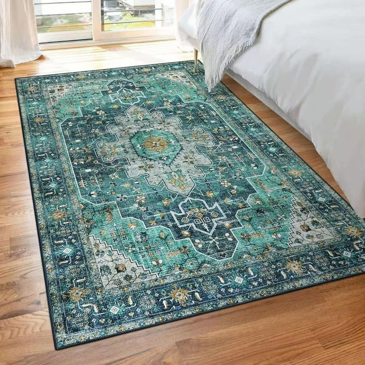 «Восточная Атмосфера» — Ковёр с Геометрическим Узором в Бирюзовых Тонах40x60cm