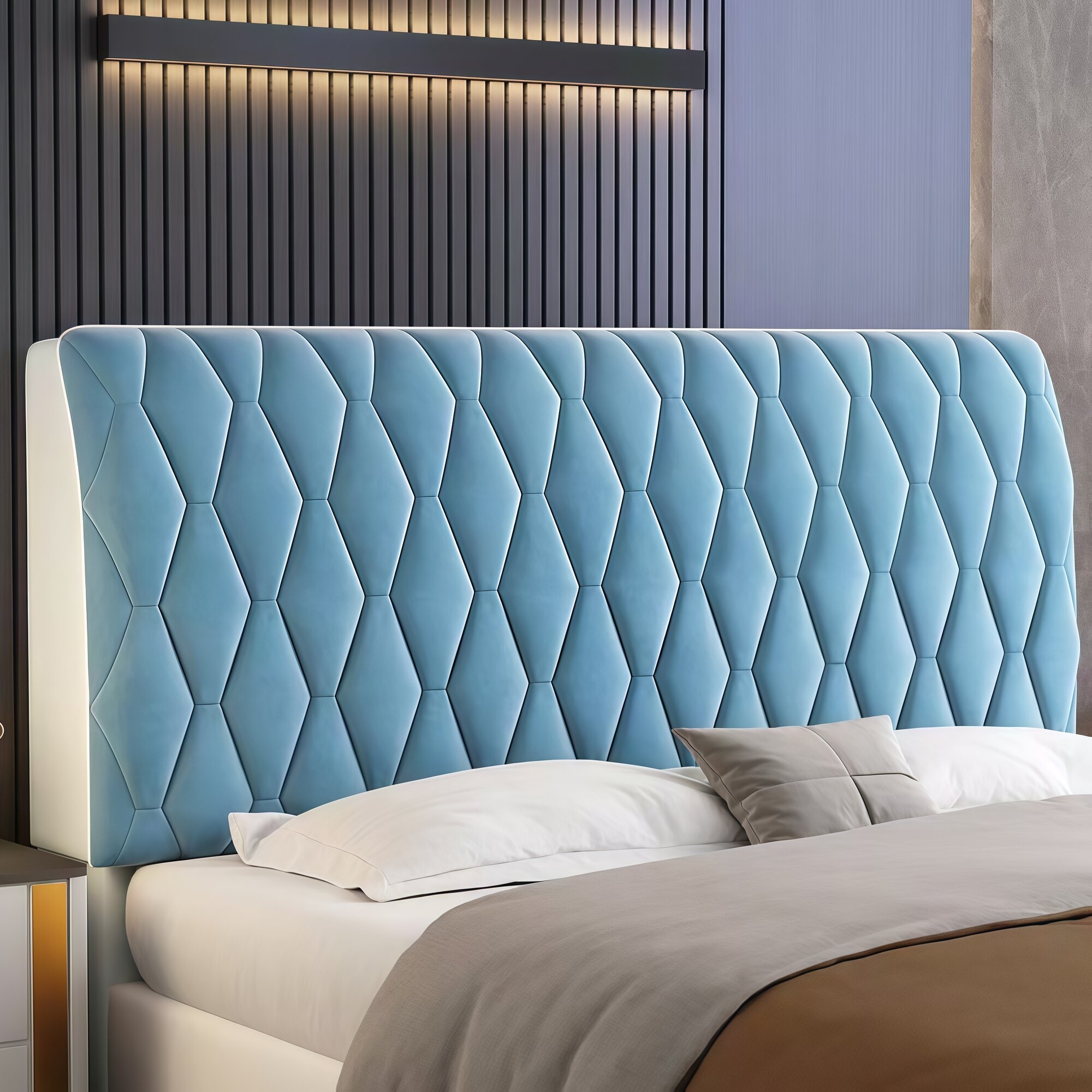 Чехол на изголовье кровати Queen size S-EMIGA 120cm x70cm, синий, D-COLOR 16