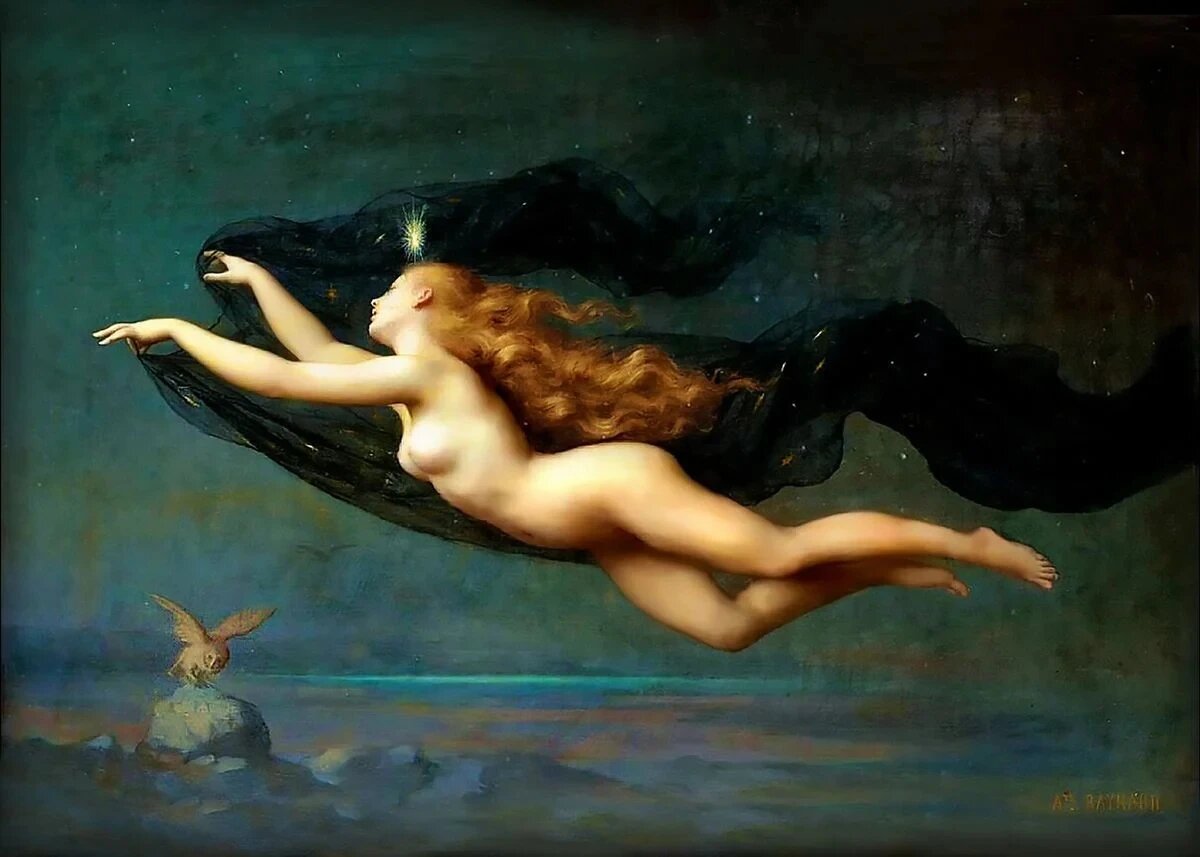Постер на холсте "Рождение Венеры", 40x60см, черный, SKU-9