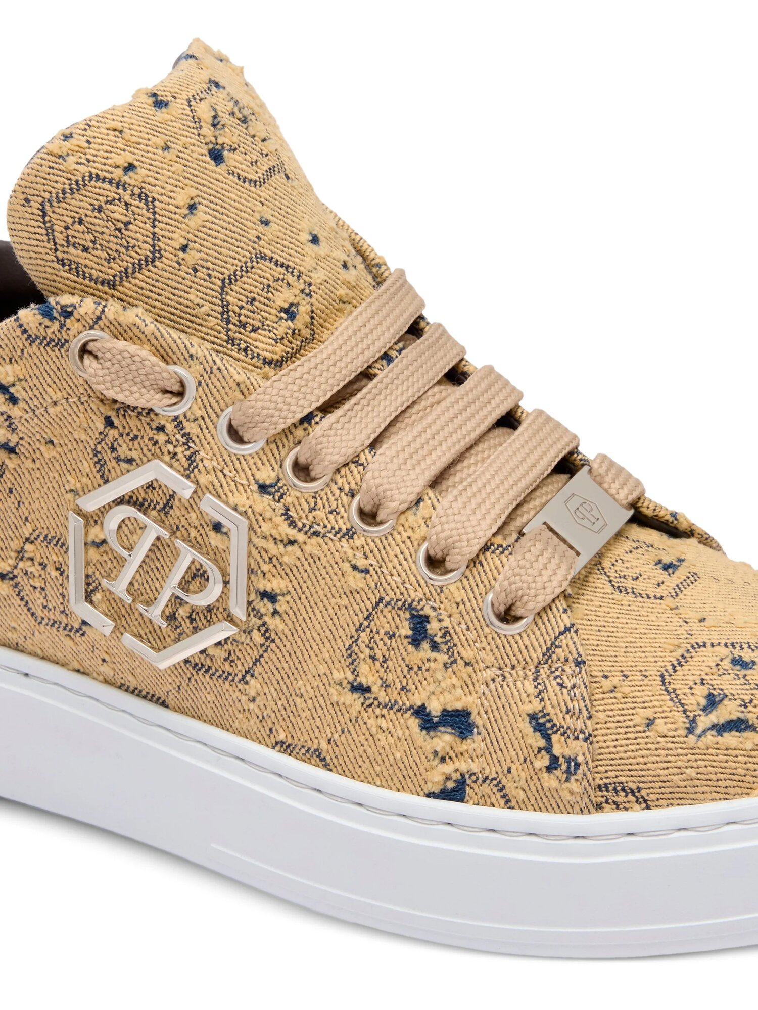 Кроссовки PHILIPP PLEIN Jacquard monogram low-top sneakers, размер 42, коричневый/серый/оранжевый — фото 1