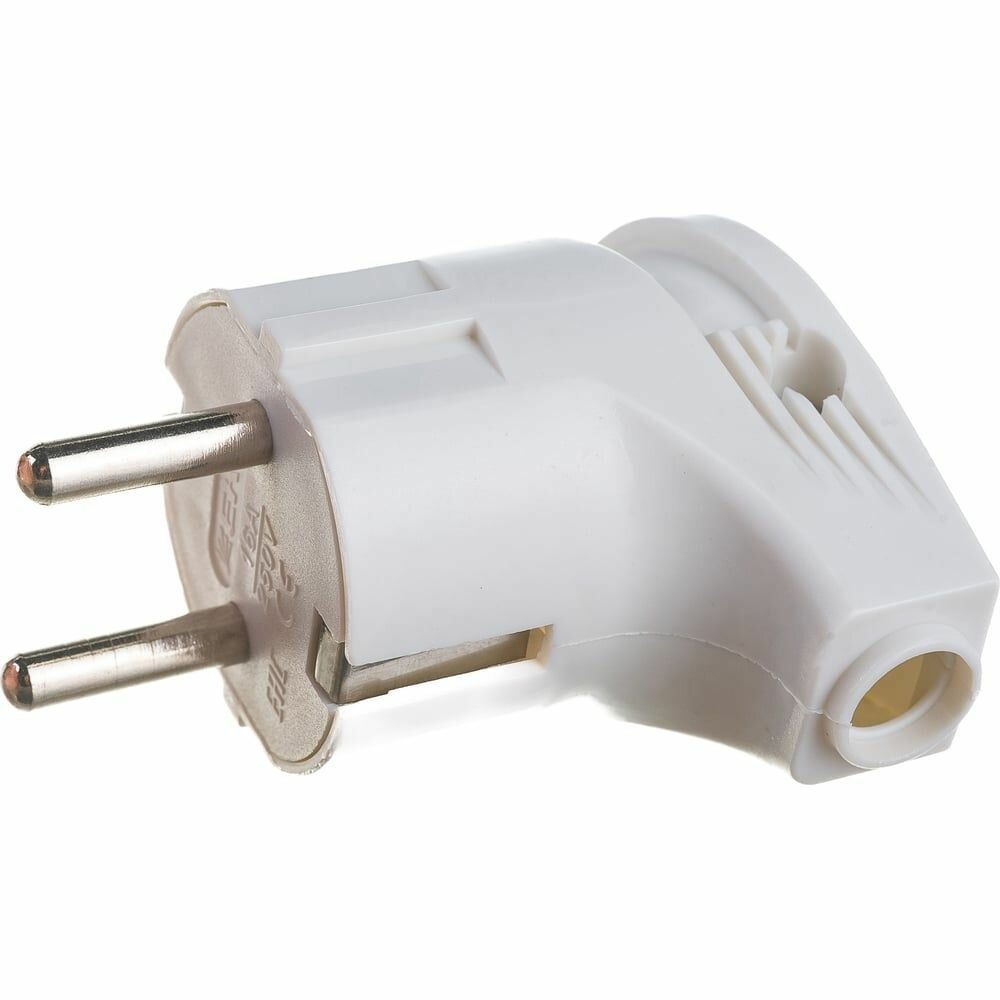 Вилка угловая 16А 250В с заземл. бел. EKF AVY16-10