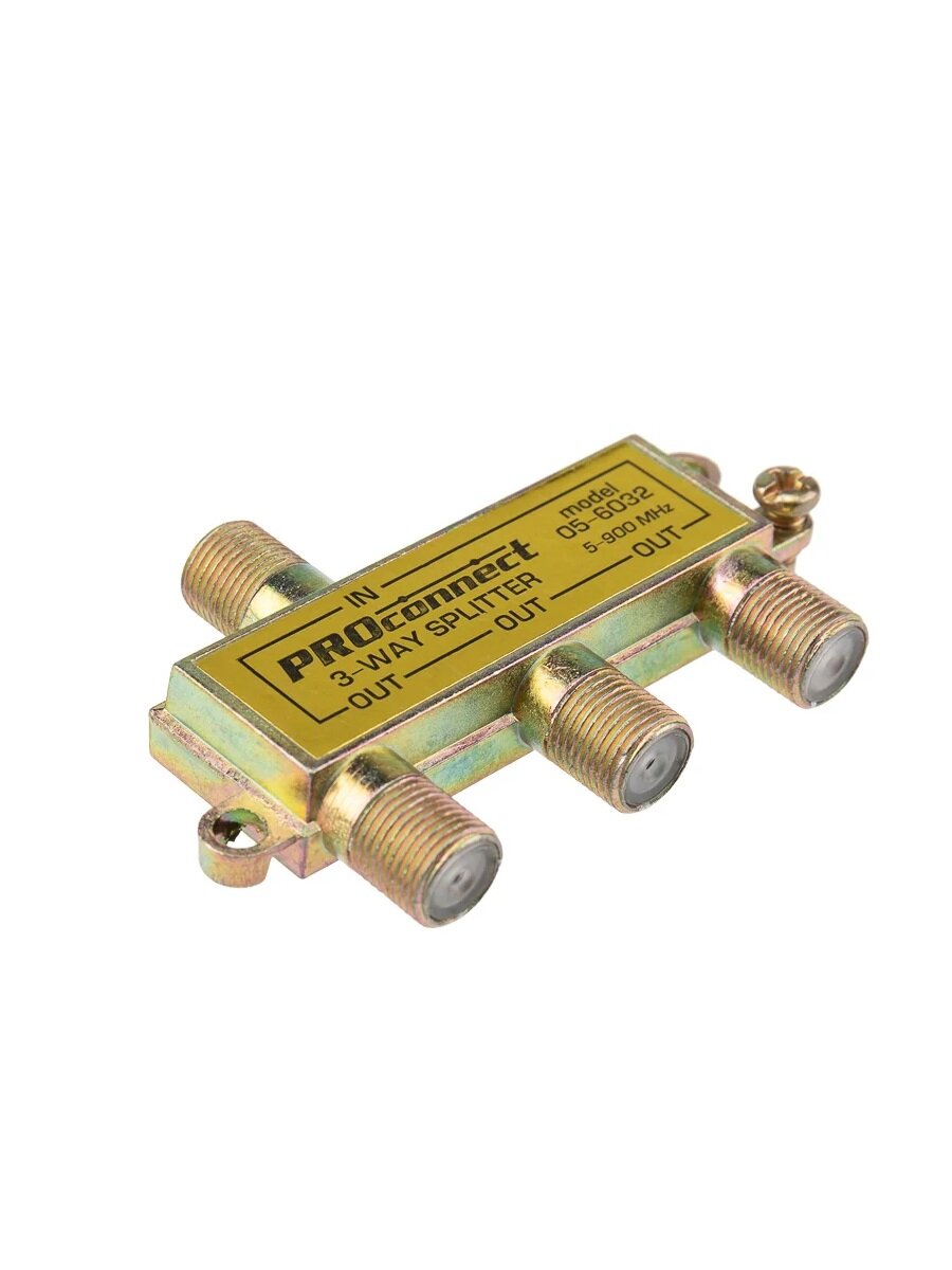 Сплиттер PROconnect TV 05-6032, на 3 ТВ выхода, для F-разъемов, золотой