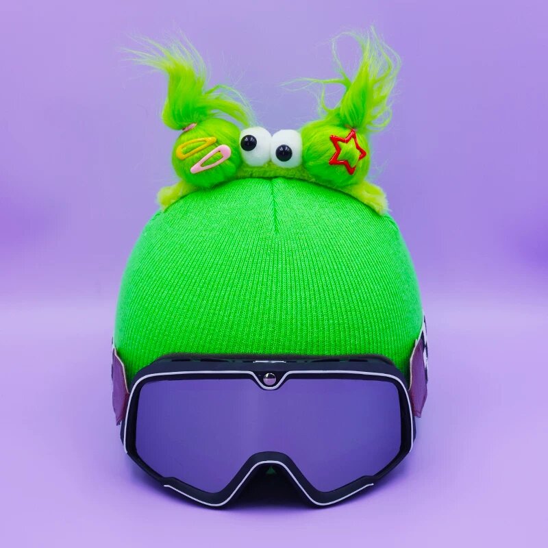 Украшение снежного шлема, комплект шерстяной шапки, милый комплект лыжного шлема с ушками слона, планер с капюшоном,