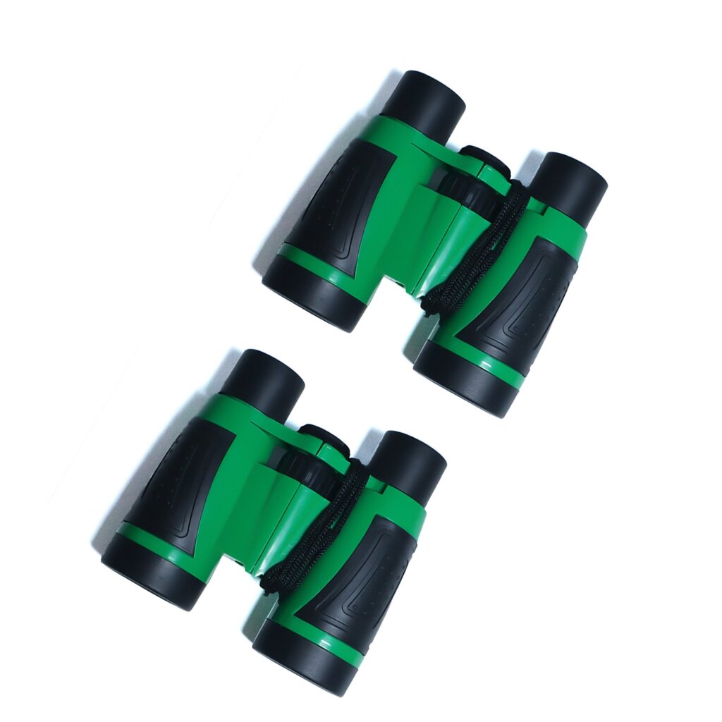 2 штуки цветных биноклей 5 × 30 с 5-кратным увеличением высокой четкости, детских исследовательских биноклей на открытом воздухе-зеленый