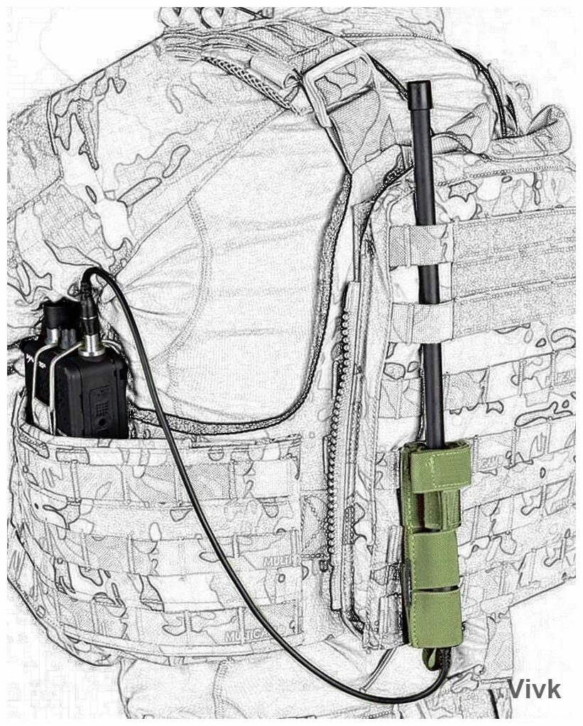 Универсальный ремешок-фиксатор антенны для тактической радиостанции и оборудования MOLLE