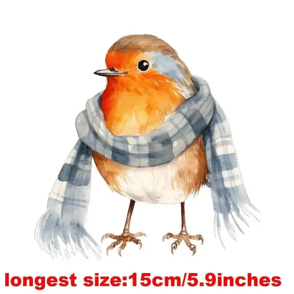 15 см детские мультяшные птицы в шарфе, переводные пластыри Dtf, готовые к пресу нашивки для одежды, теплопередающие нашивки, наклейки