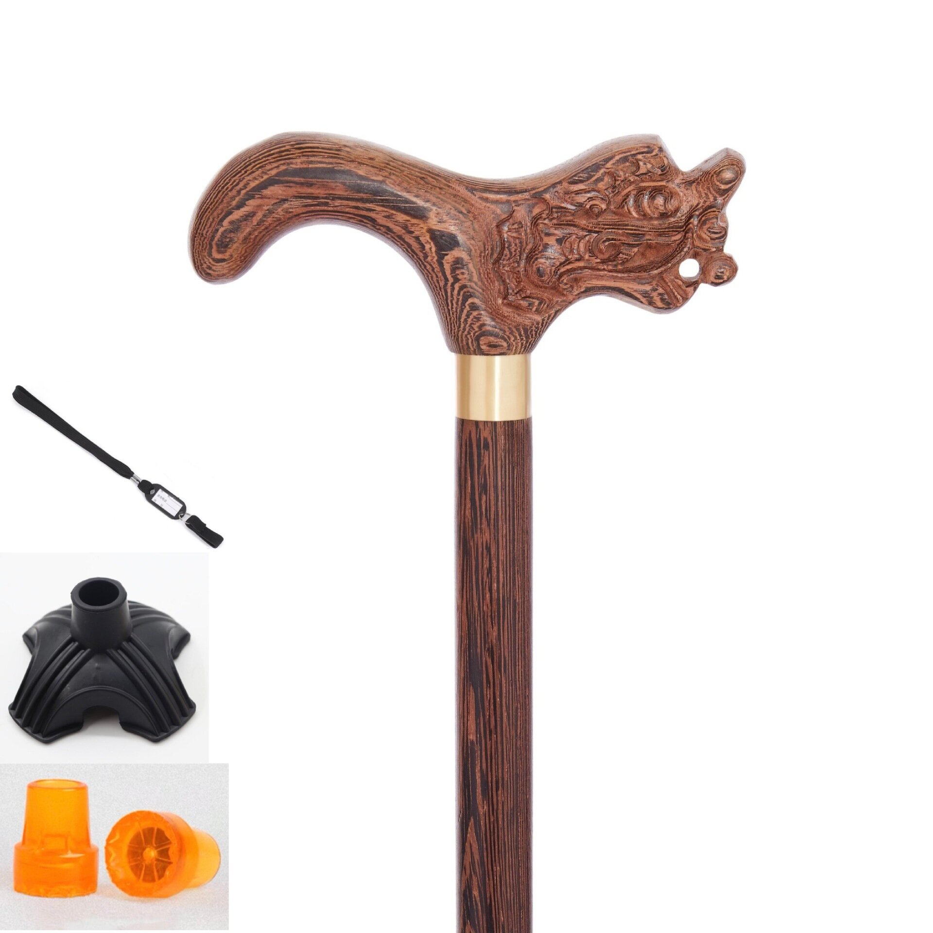 Трость из дерева с куриным крылом и резной головой дракона, легкая нескользящая трость для походов, цивилизованная трость, оптовая продажа тростей из массива дерева для пожилых