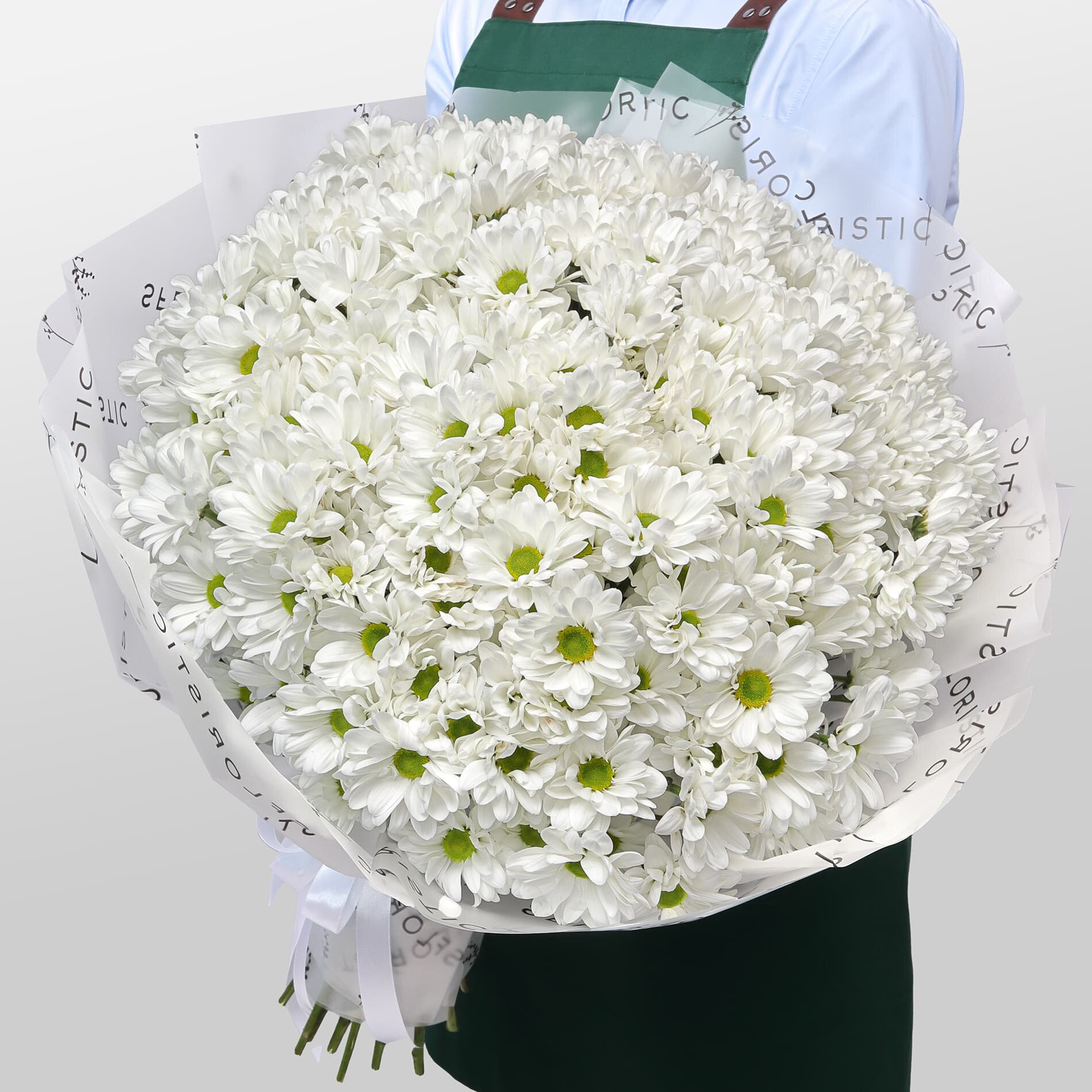 Букет из Белых Кустовых Хризантем 51 шт Лавина нежности