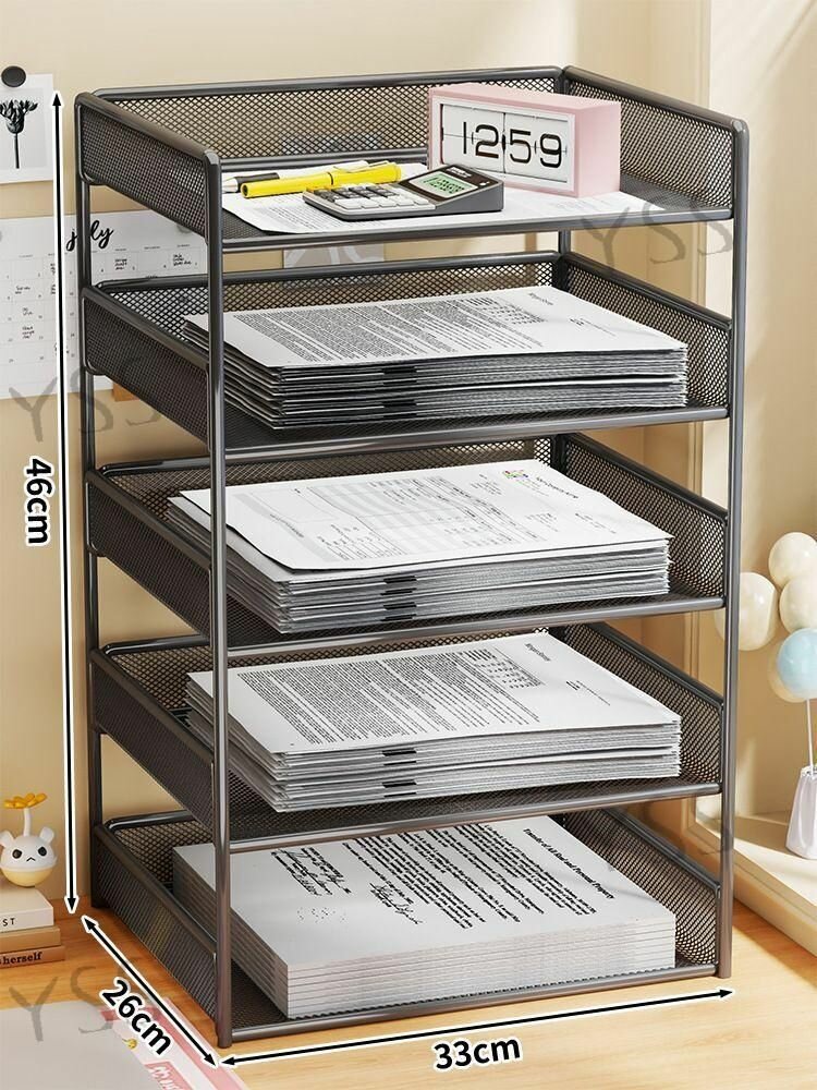 Письменный стол, ящик для хранения файлов, полка из кованого железа металлическая в формате А4, черный 33*26*46cm