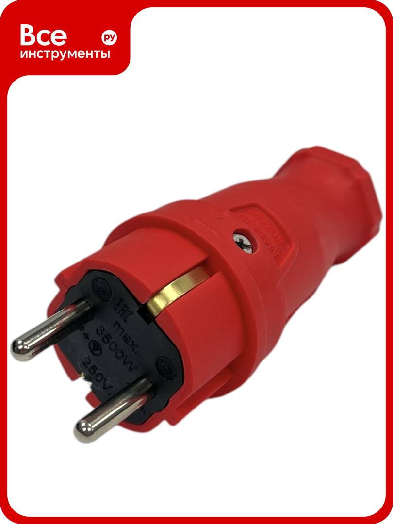 Вилка каучуковая iTOK серии iCONNECT 16А IP44 (модель ВК) цвет красный i-KI-KV-ICONNECT-1PEN-IP44-RED