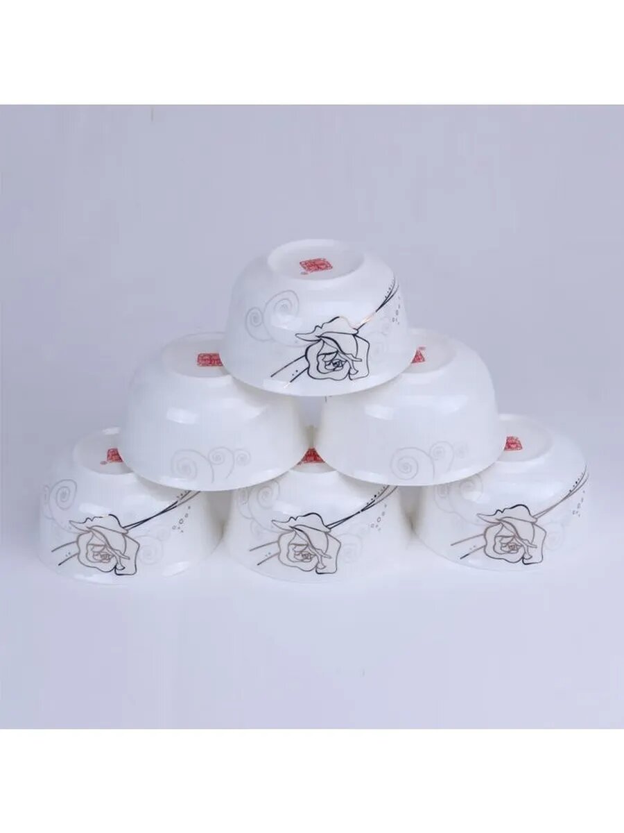 Набор из 6 колокольчиков 4.5 дюйма, костяной фарфор, золото