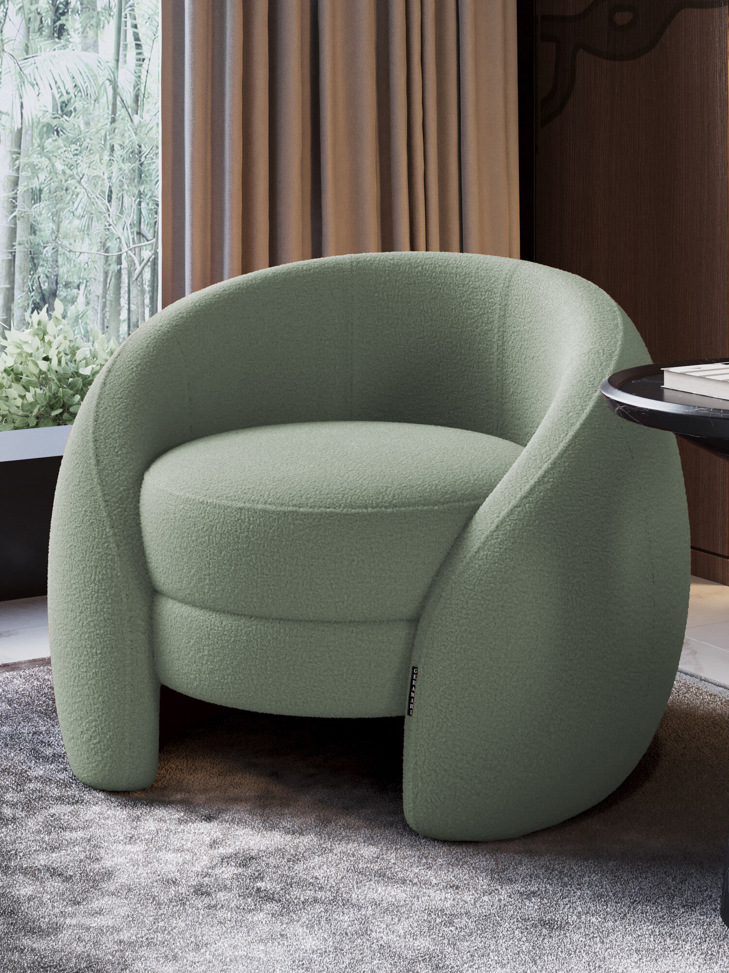 Кресло дизайнерское Galassia, букле, зеленый bravo wasabi 72х76х76 см