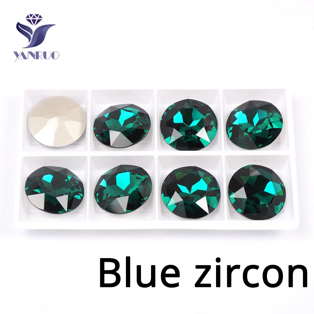 Стразы YANRUO 27 мм, изумрудный, Blue Zircon