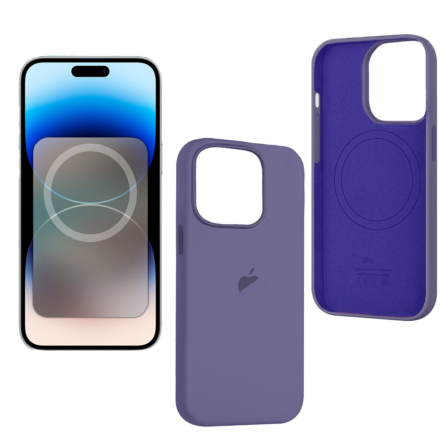 Чехол iPh 14 Pro Max Silicon Case 100% ORG Iris (MagSafe + анимация NFC Clear) c LOGO