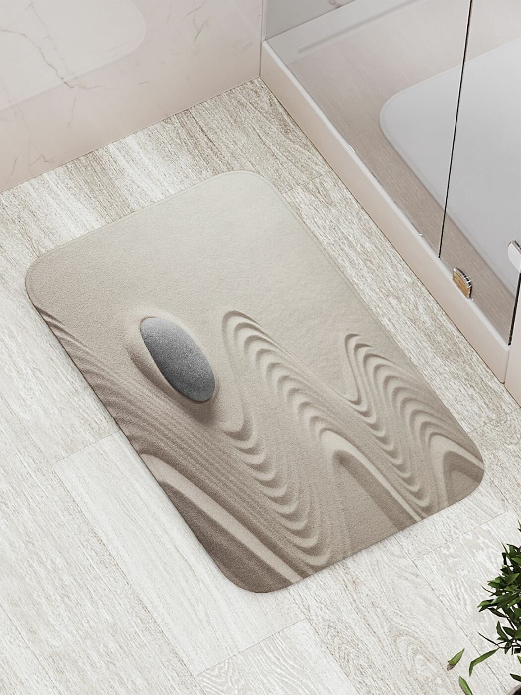 Коврик для ванной комнаты, туалета "Камень в песке" противоскользящий, 52х77 см, JoyArty