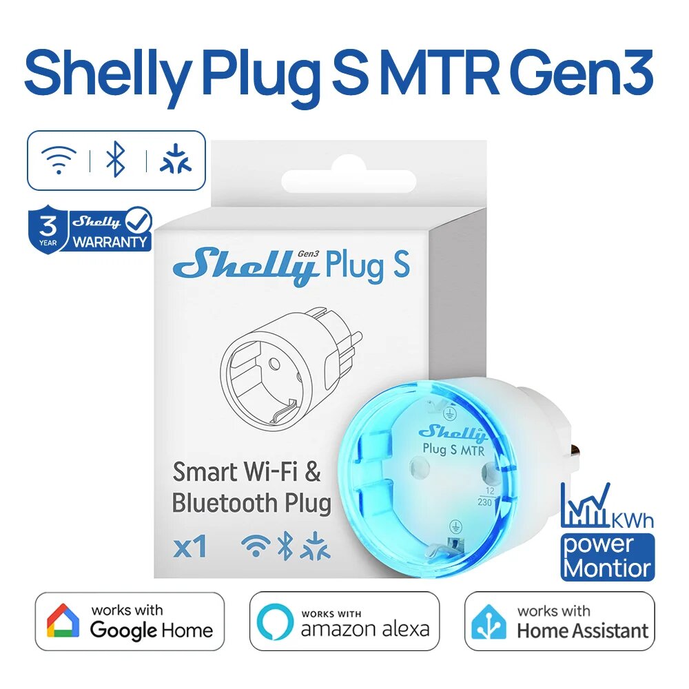 Shelly Plug S MTR Gen3 умная розетка