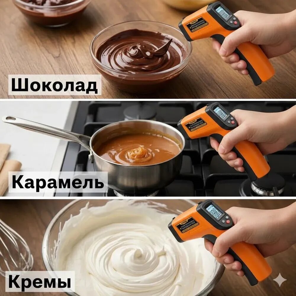 Пирометр WZ-6000 инфракрасный бесконтактный цифровой термометр с дисплеем -50°C.380°C — фото 1