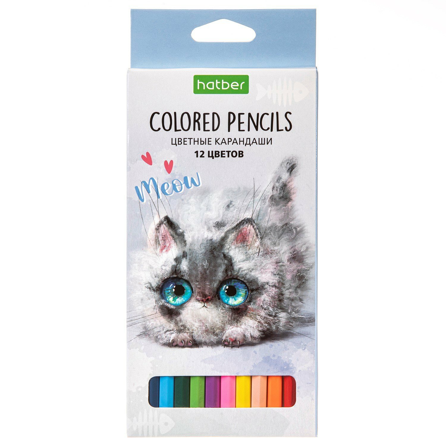 Карандаши цветные Hatber, "Eco. Кошарики", 12 цветов