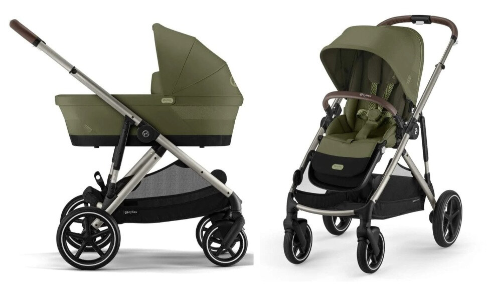 Коляска (2в1) для погодок Cybex Gazelle S (прог. блок 1 шт, люльки 1 шт.) moss green
