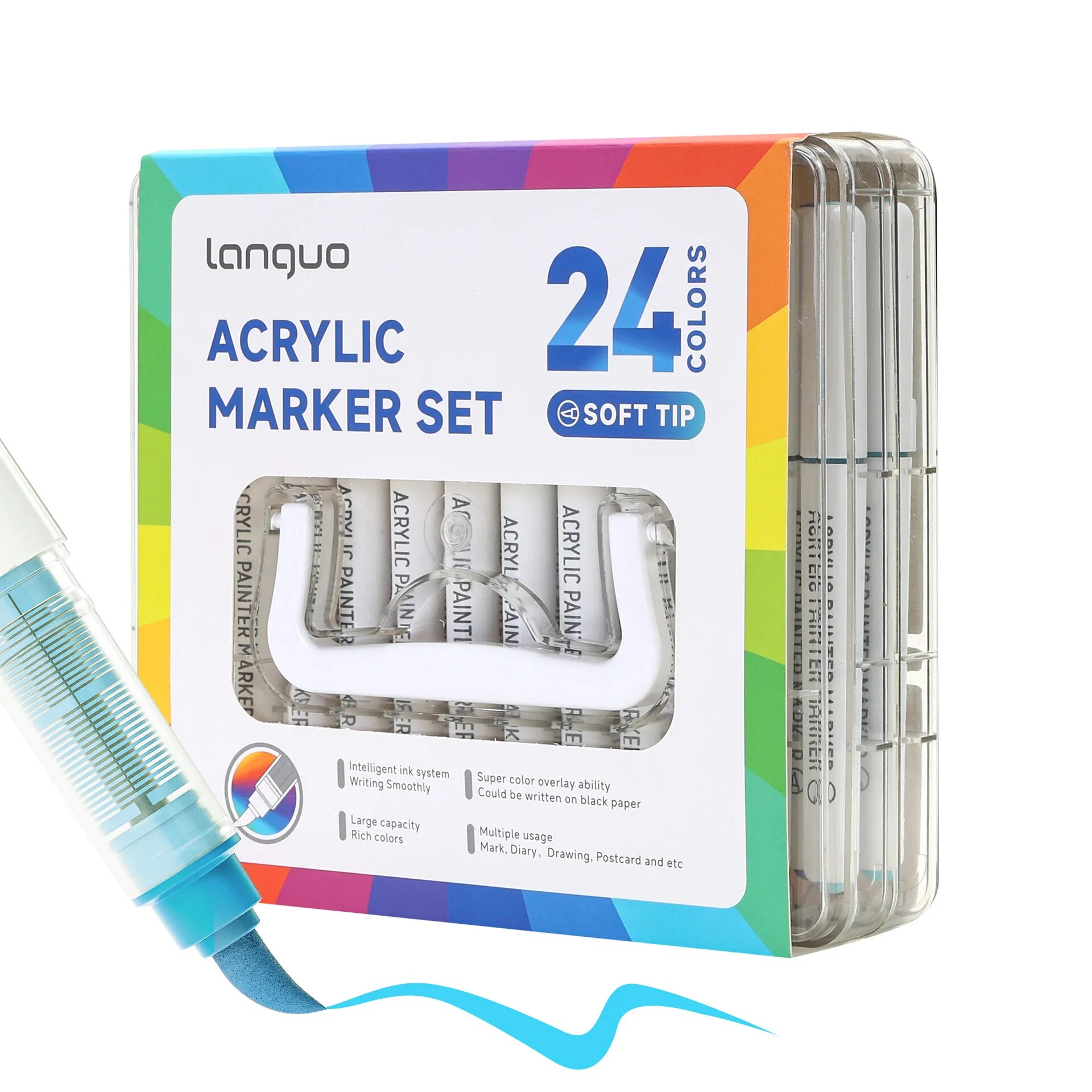 Маркеры акриловые Languo 24 цвета, soft tip