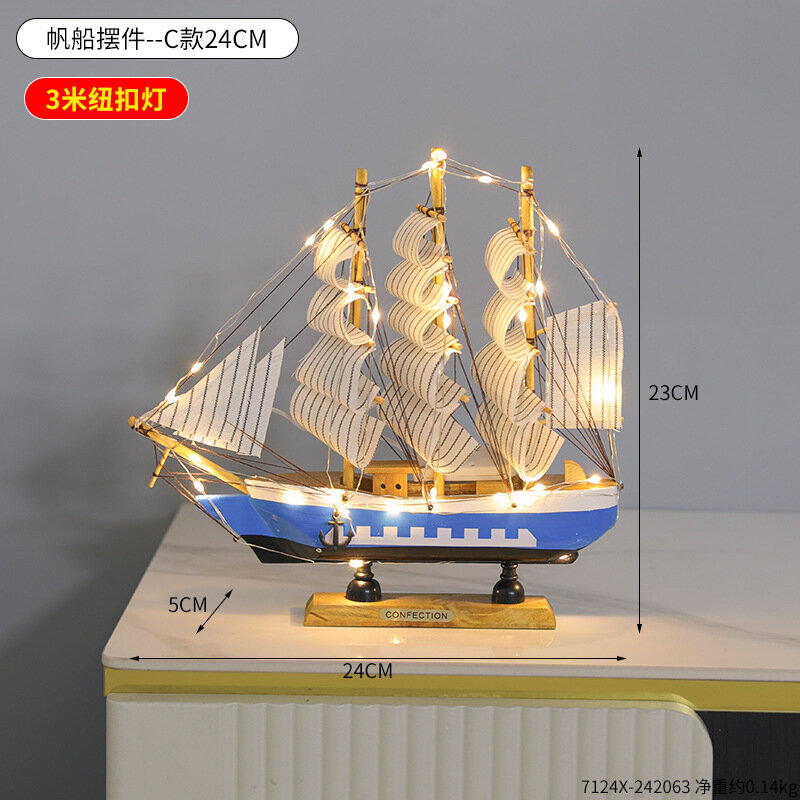 2026 Гладкий Парус Креативная Раскрашенная Маленькая Парусная Лодка Ручная Работа Деревянный Орнамент Ремесленная Модель Парусной Лодки Магазин Домашнего Декора