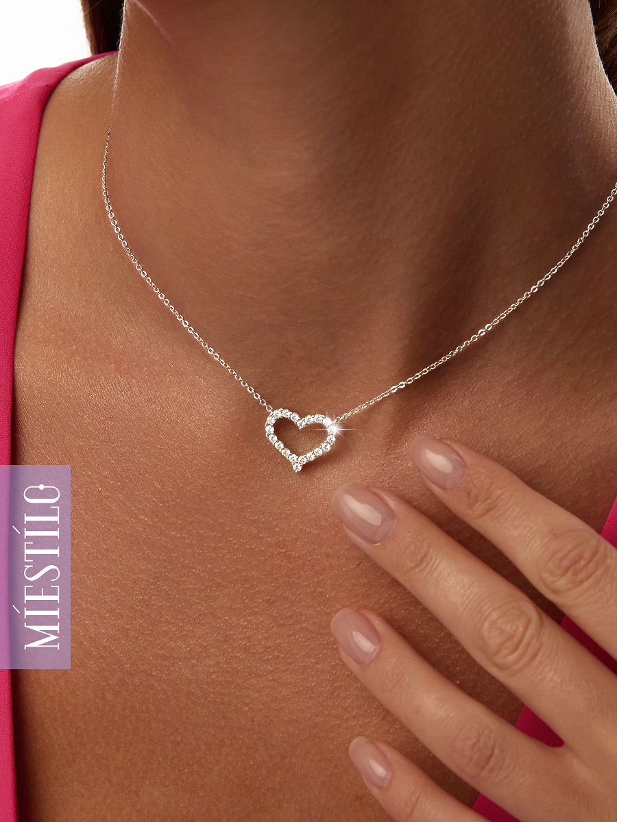Колье MIESTILO, серебро, 925 проба, родирование, фианит