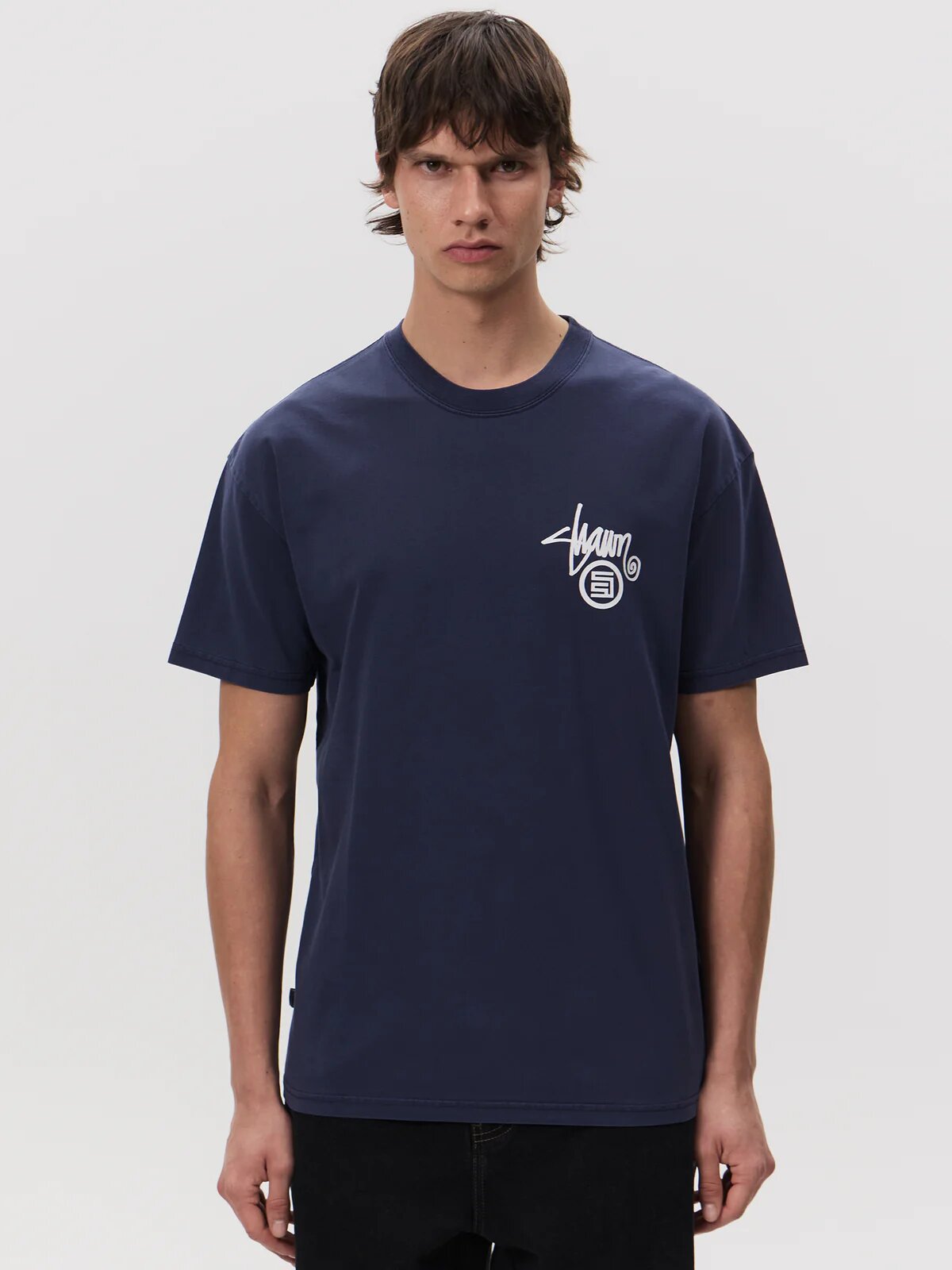 Футболка Stussy S-DOUBLE, 1 шт., размер M, темно-синий — фото 1