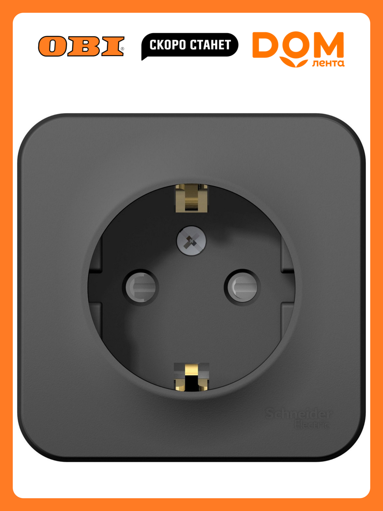 Розетка Schneider Electric BLNRA011116, черная, 1 пост, IP20, заземляющий контакт