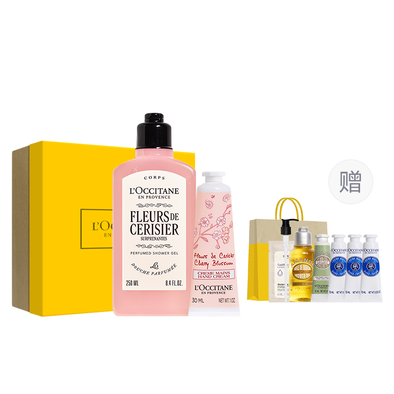 Набор для ухода за телом унисекс LOCCITANE Цветы вишни гель для душа + крем для рук, розовый