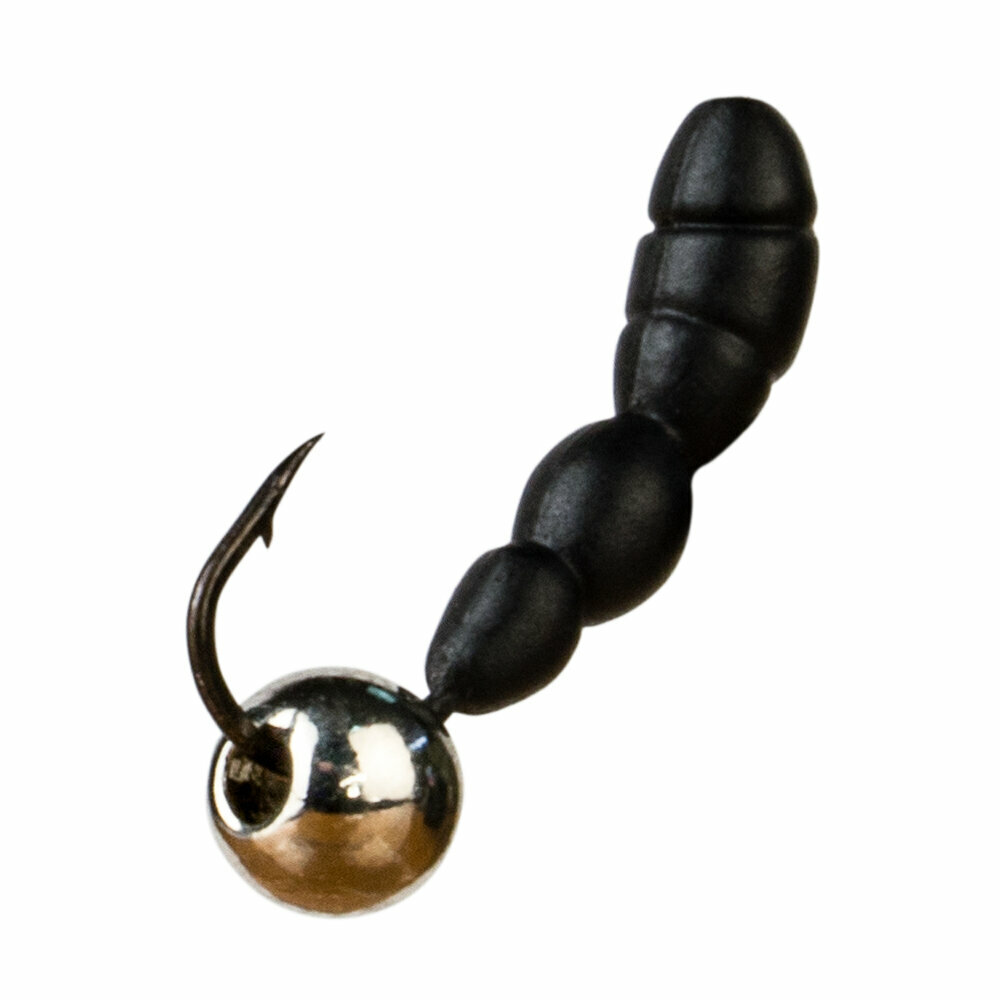 Мормышка для летней и зимней рыбалки Лесной Муравей "Левша-НН", 0,62 г, латунный шар серебро, крючок №14, чёрный / 3 шт.