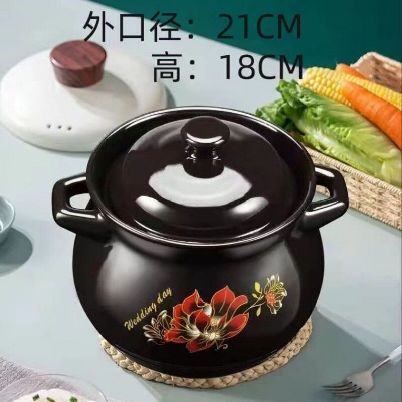 Кастрюля для тушения для домашнего использования, газовая керамическая суповая кастрюля, глиняная кастрюля, глиняная кастрюля для открытого огня, кастрюля большой емкости, для кросс-граничной торговли на Amazon