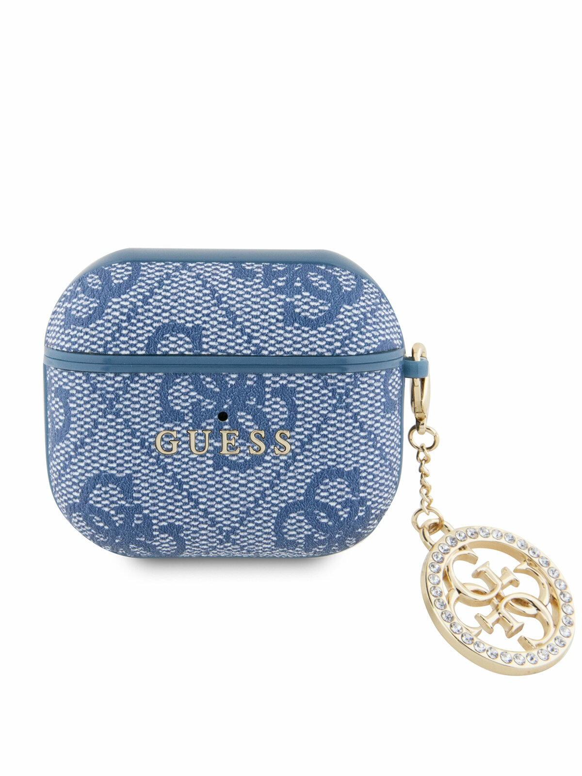 Guess для Airpods 3 чехол PU leather 4G with metal logo and Diamond charm Blue