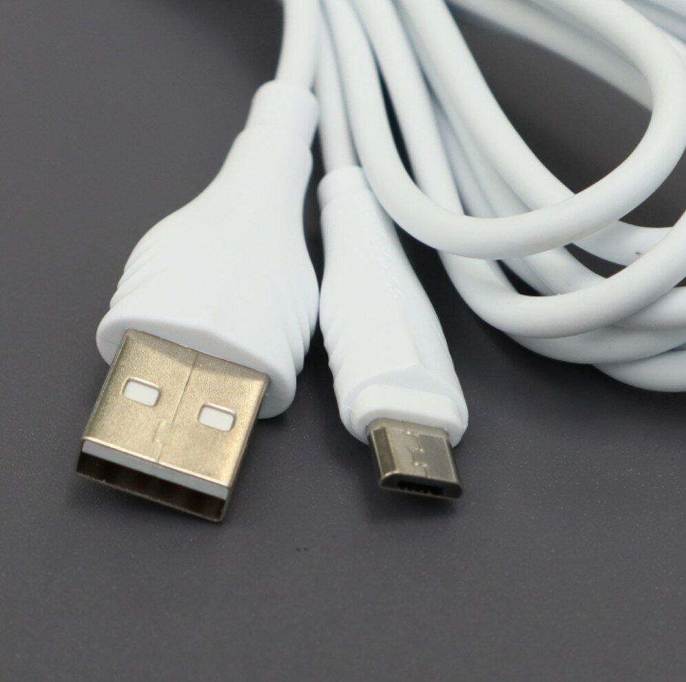 Кабель USB - микро USB "Borofone BX18 Optimal" 2м, круглый, 2.4A, силикон, цвет: белый