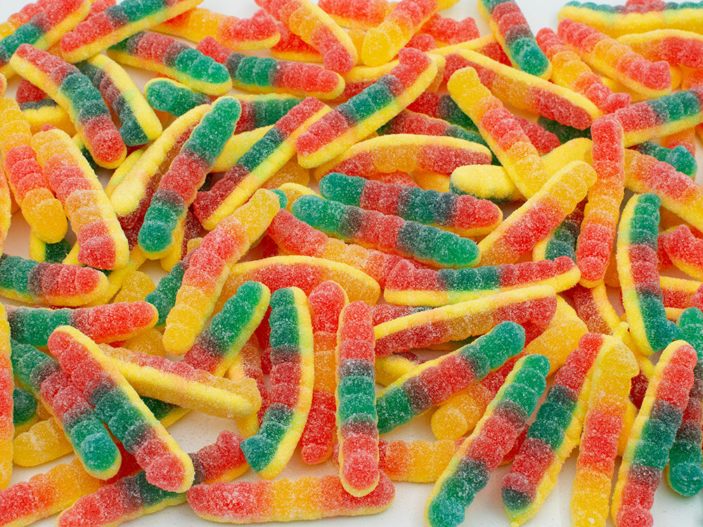 Мармелад жевательный "Гусеницы" кислые 1кг HALAL MINIHUA/Китай