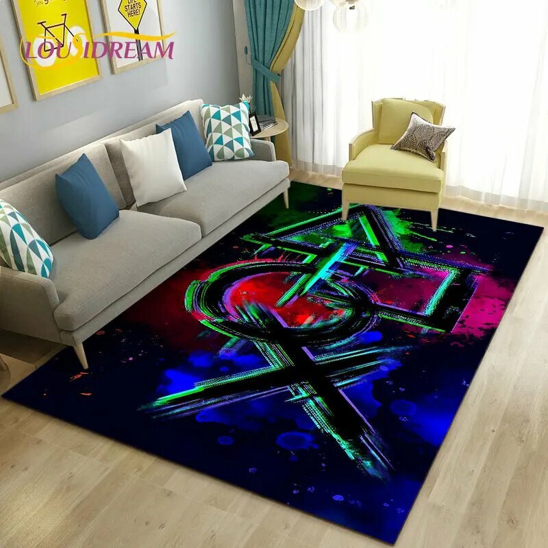 Черный коврик в гостиную 80x120cm, 3D игра Tic Tac Toe