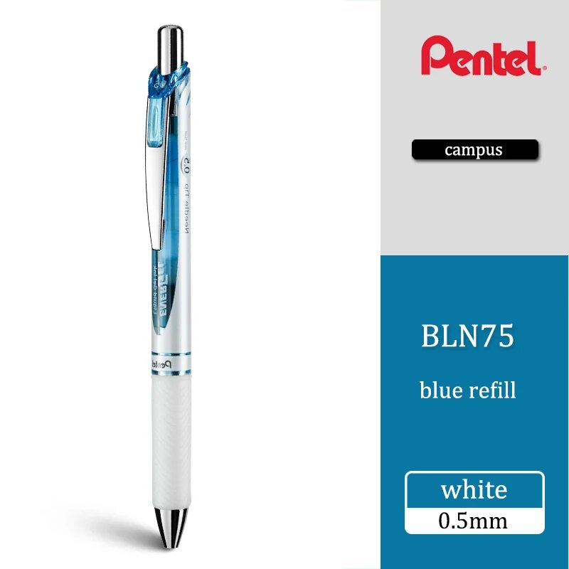 Гелевая ручка Pentel BLN75 ENERGEL 0,5 мм Голубой, White rod blue core